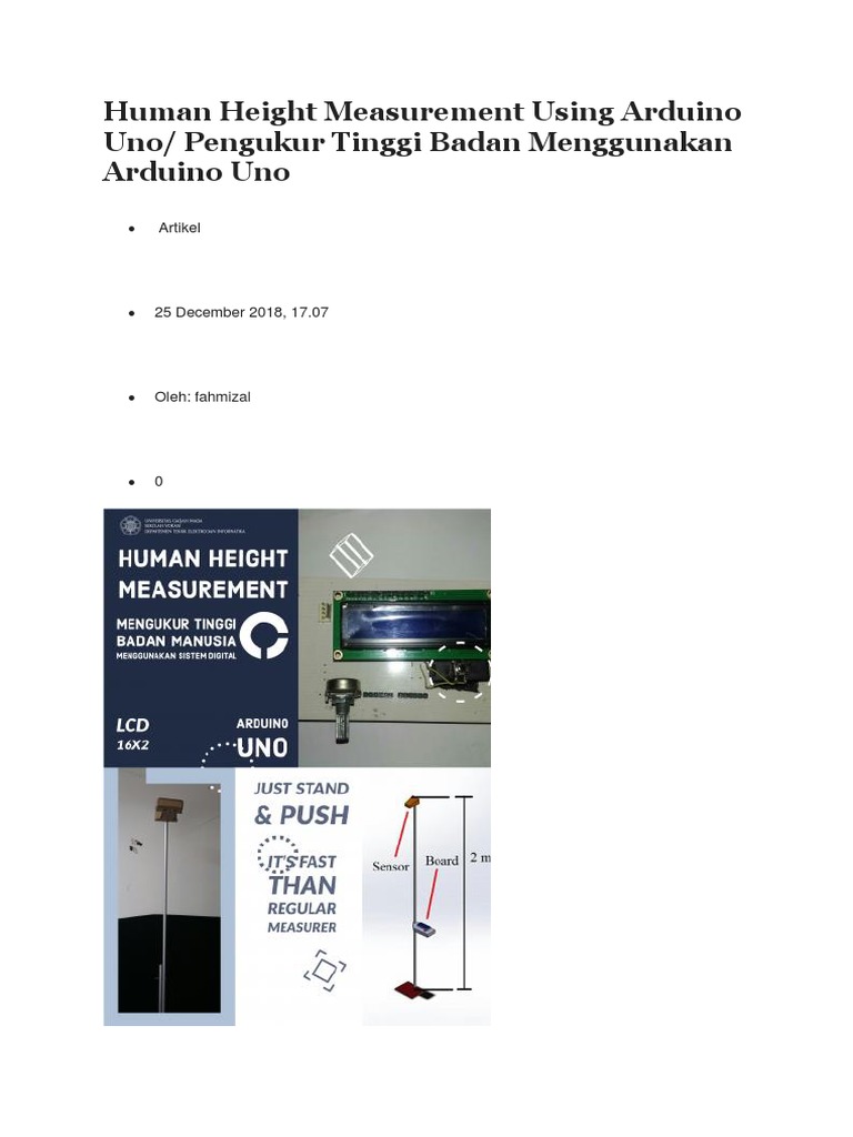 Human Height Measurement Using Arduino Uno | PDF