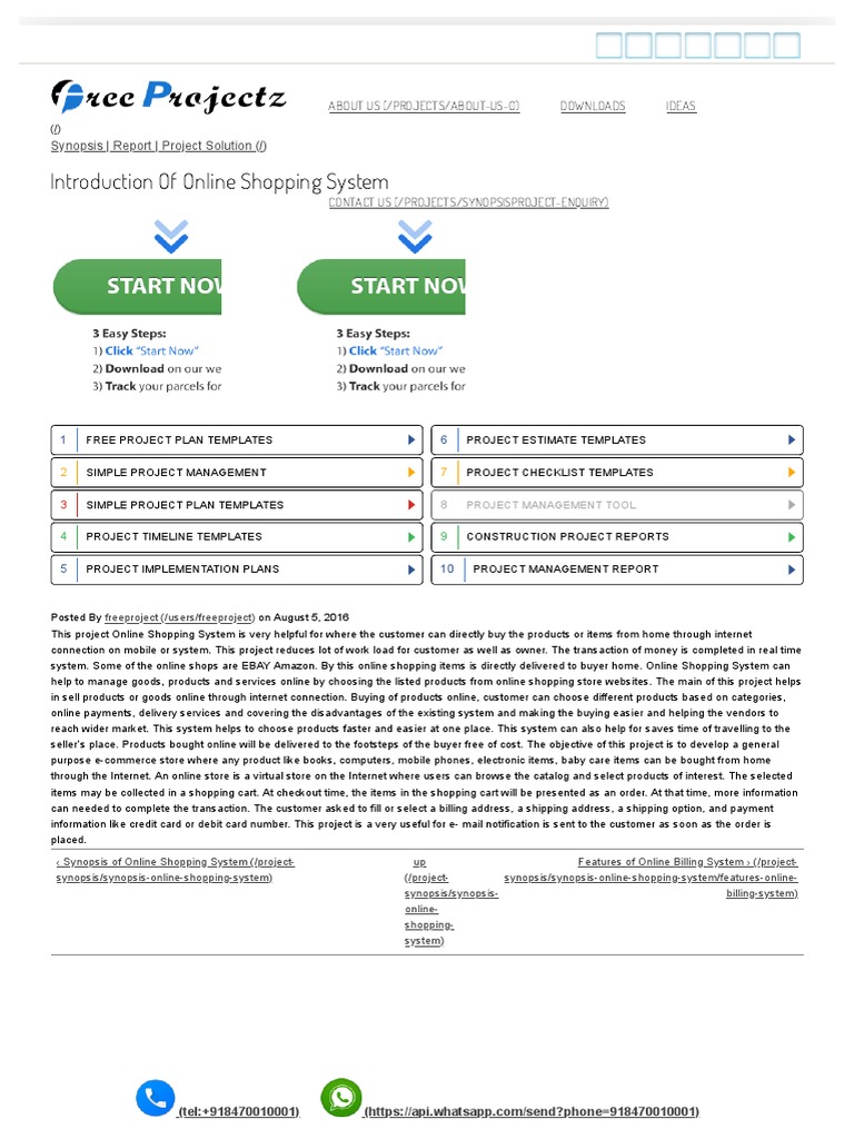 Introduction of Online Shopping System - FreeProjectz PDF | PDF ...