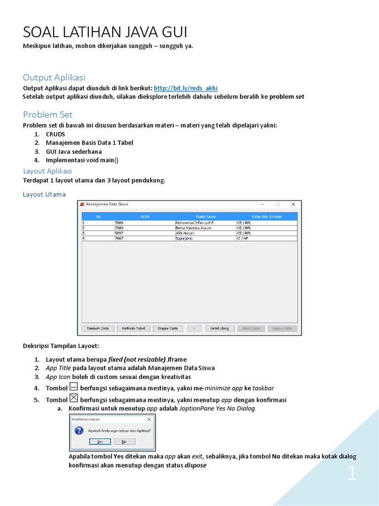 Soal Latihan Java Gui PDF | PDF | Komputer