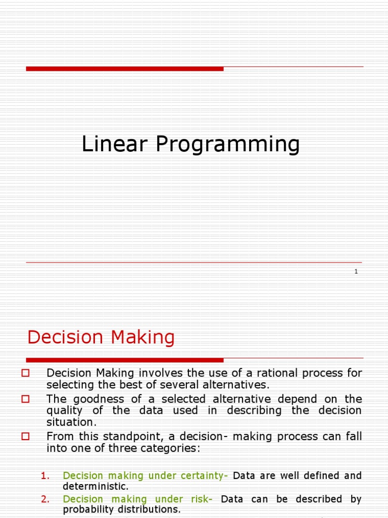 Linear Programming - OR | PDF | Mathematical Optimization | Linear Programming