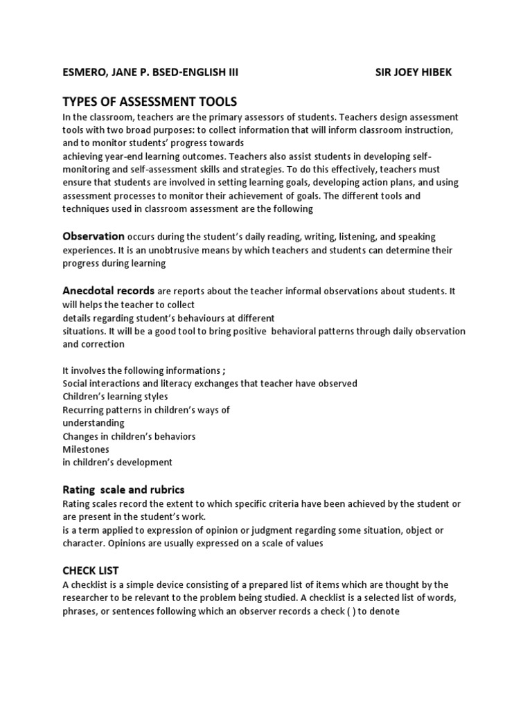 Assessment Tools | PDF | Test (Assessment) | Educational Assessment