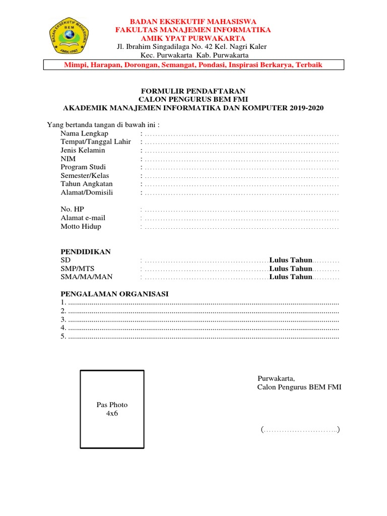 Form Bem | PDF | Karier & Perkembangan | Olahraga & Rekreasi