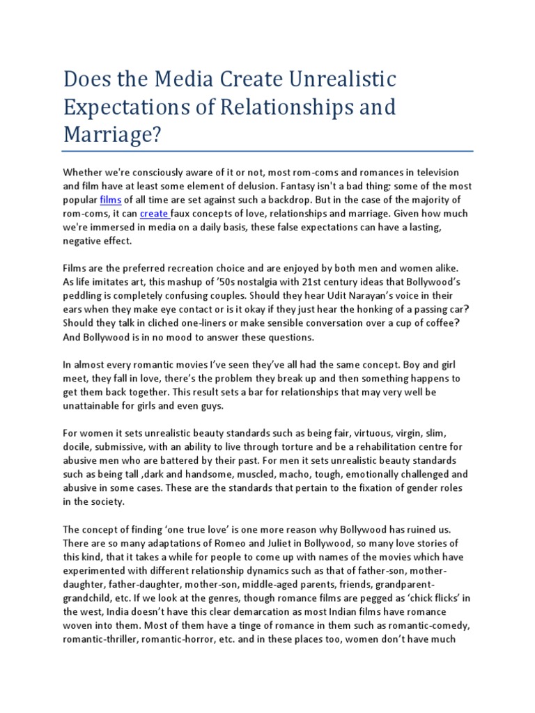 Does The Media Create Unrealistic Expectations of Relationships and ...