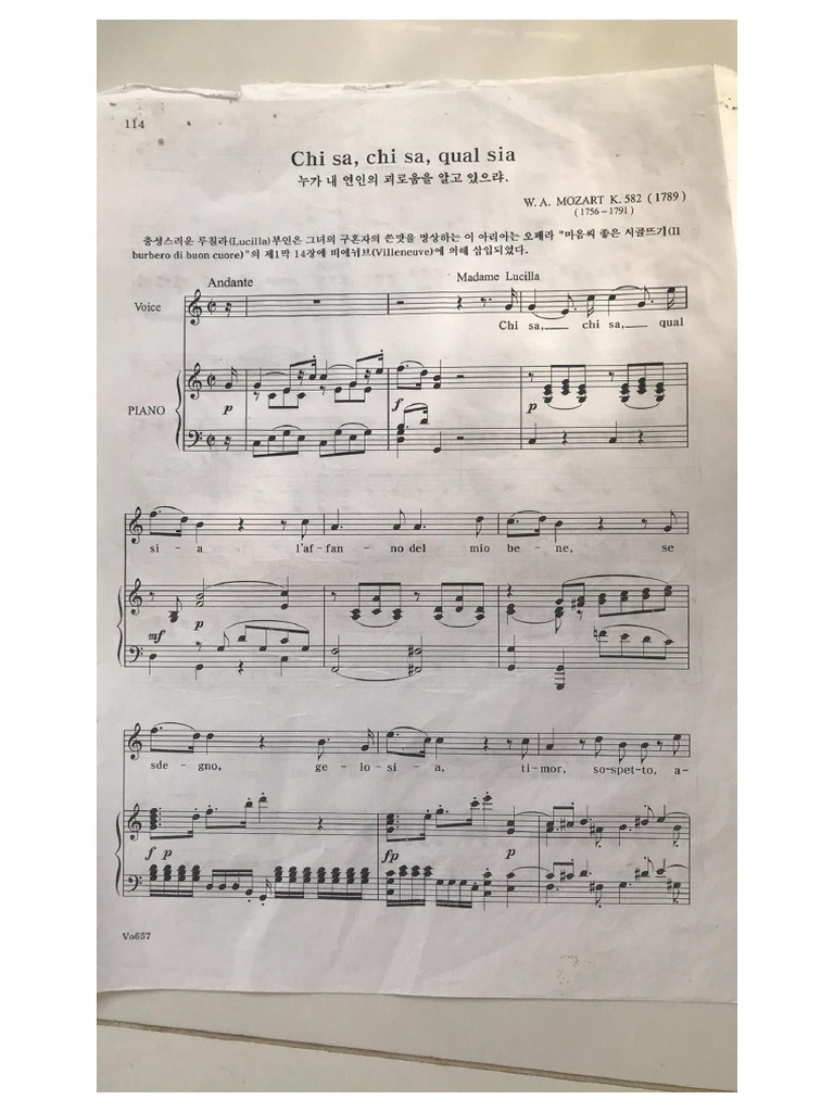 Chi Sa Chi Sa Qual Sia Sheet With Piano | PDF