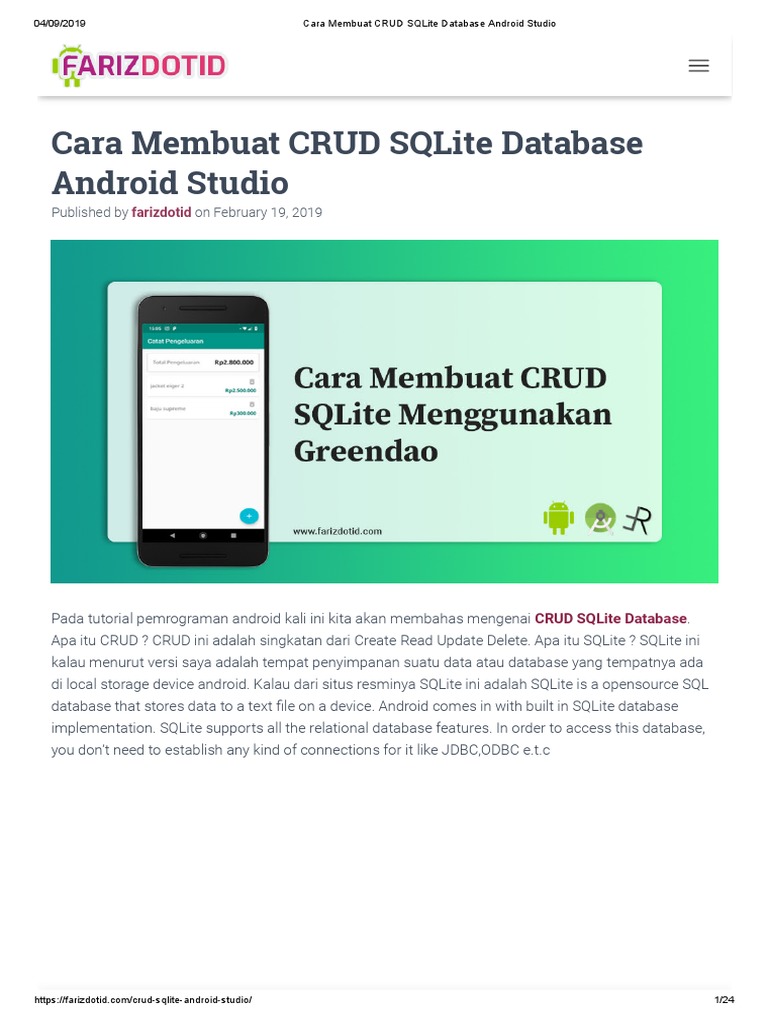 CRUD SQLite Database Android Studio | PDF