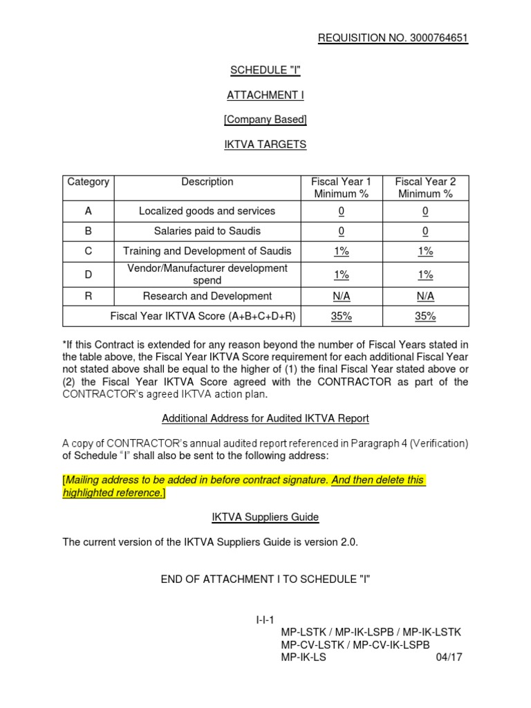 Schedule I Company Attachment I | PDF