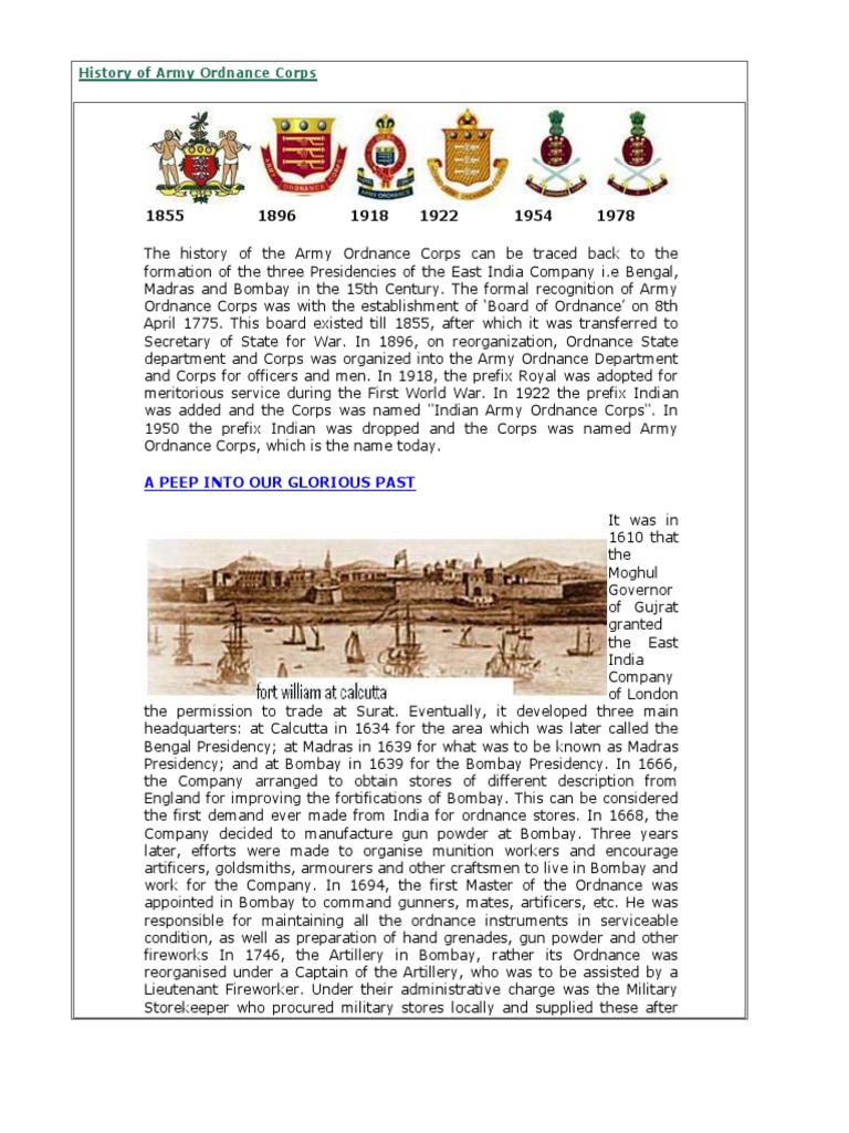 AOC History | PDF | Flag | Artillery