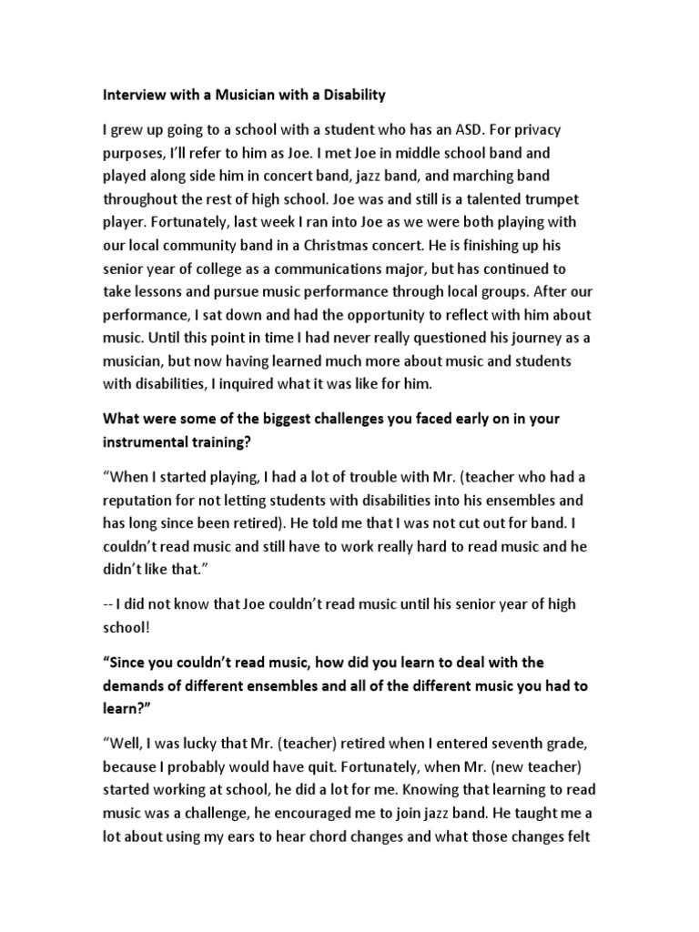 Interview With A Musician | Download Free PDF | Entertainment (General ...