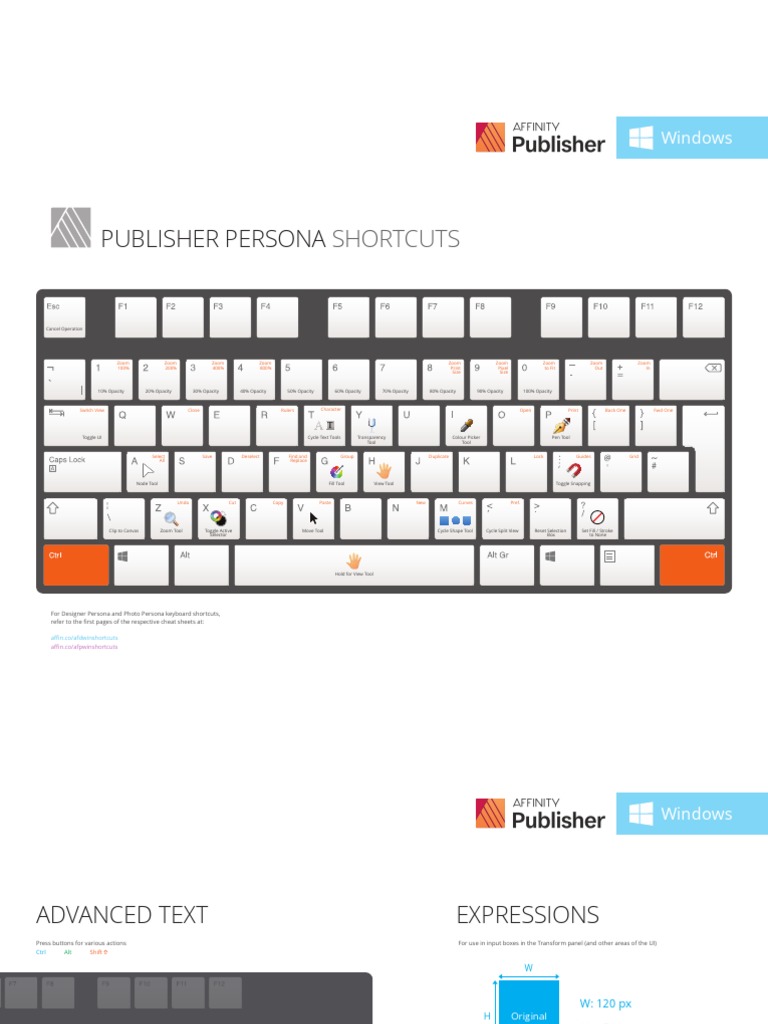 Affinity Publisher Shortcuts Windows PDF | PDF | Input/Output | Human ...