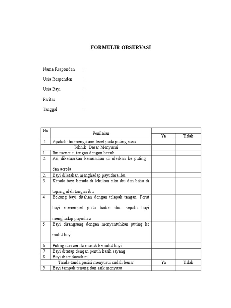 Formulir Observasi | PDF