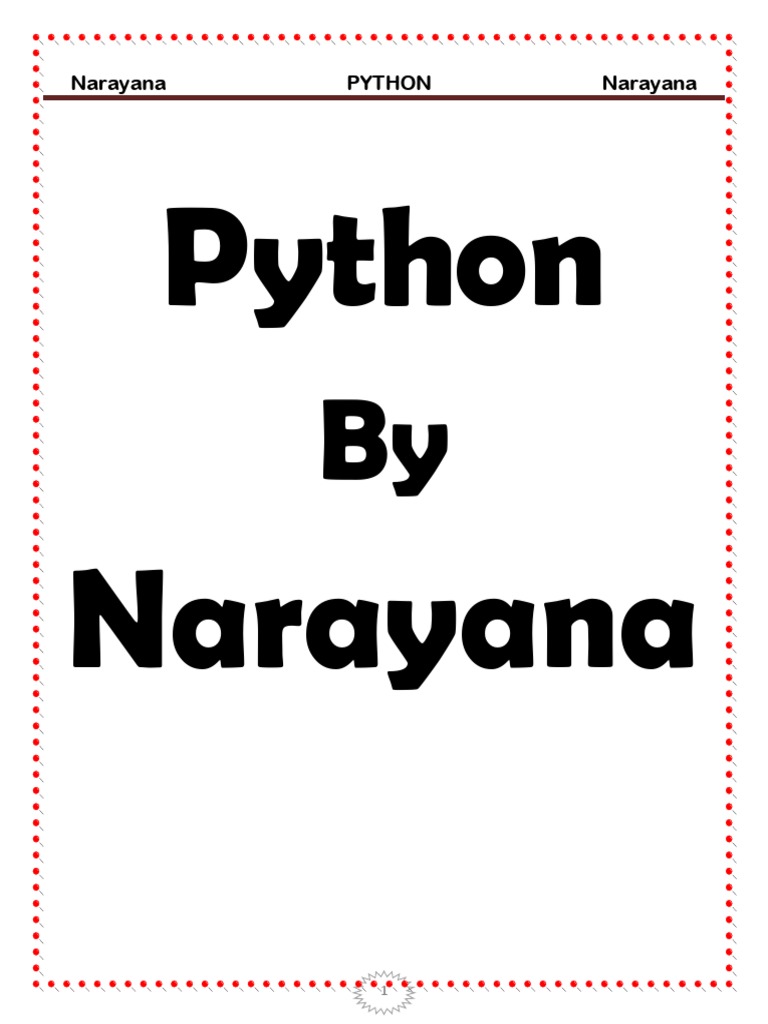 Python Narayana Final PDF | PDF | Python (Programming Language) | Programming Language