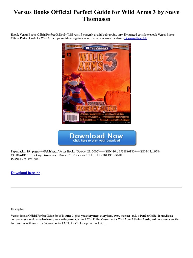 Versus Books Official Perfect Guide For Wild Arms 3 | PDF