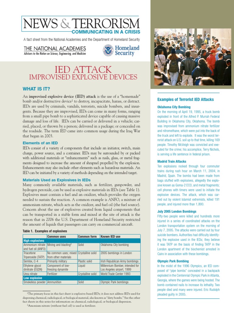 Prep Ied Fact Sheet PDF | PDF | Improvised Explosive Device | Bomb
