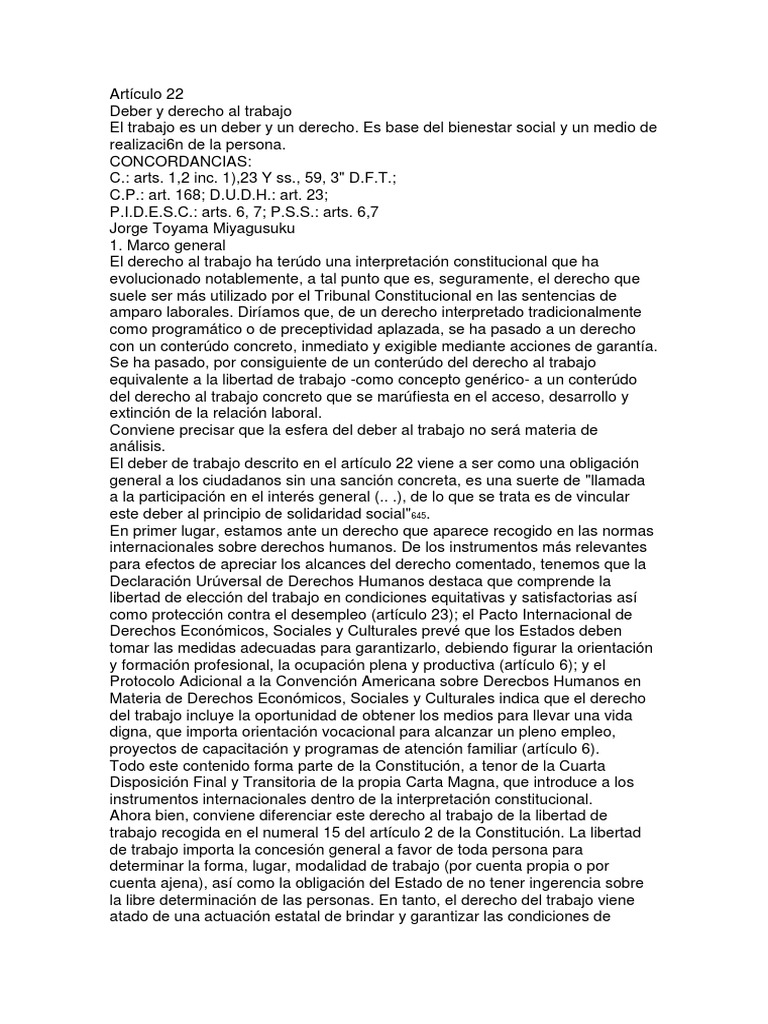 Artículo 22 | PDF | Derecho laboral | Salario
