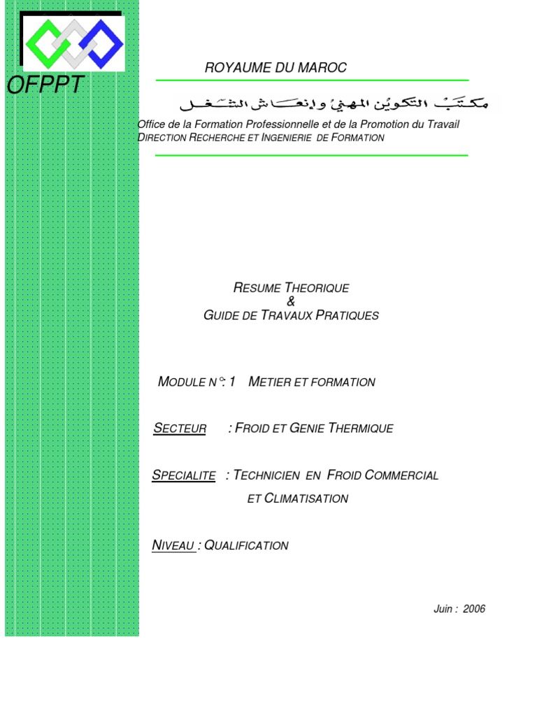 Module n1 Metier Et Formation TFCC Ofppt PDF | PDF | Informations | Artisanat
