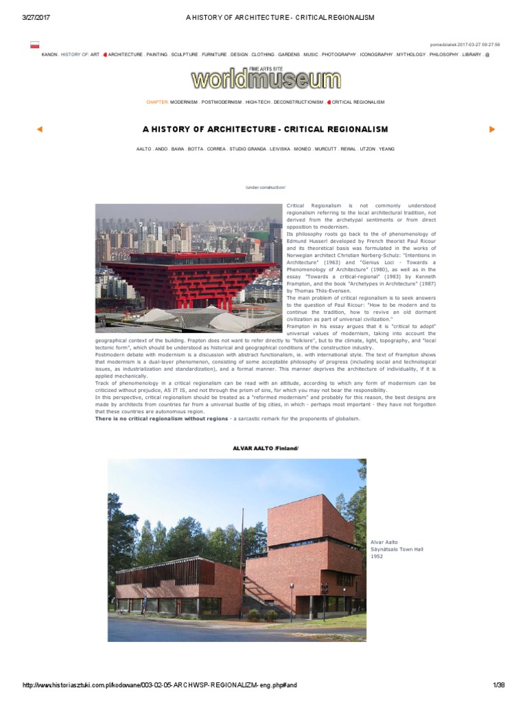 Critical Regionalism in Architecture | PDF | Art Media | Environmental ...