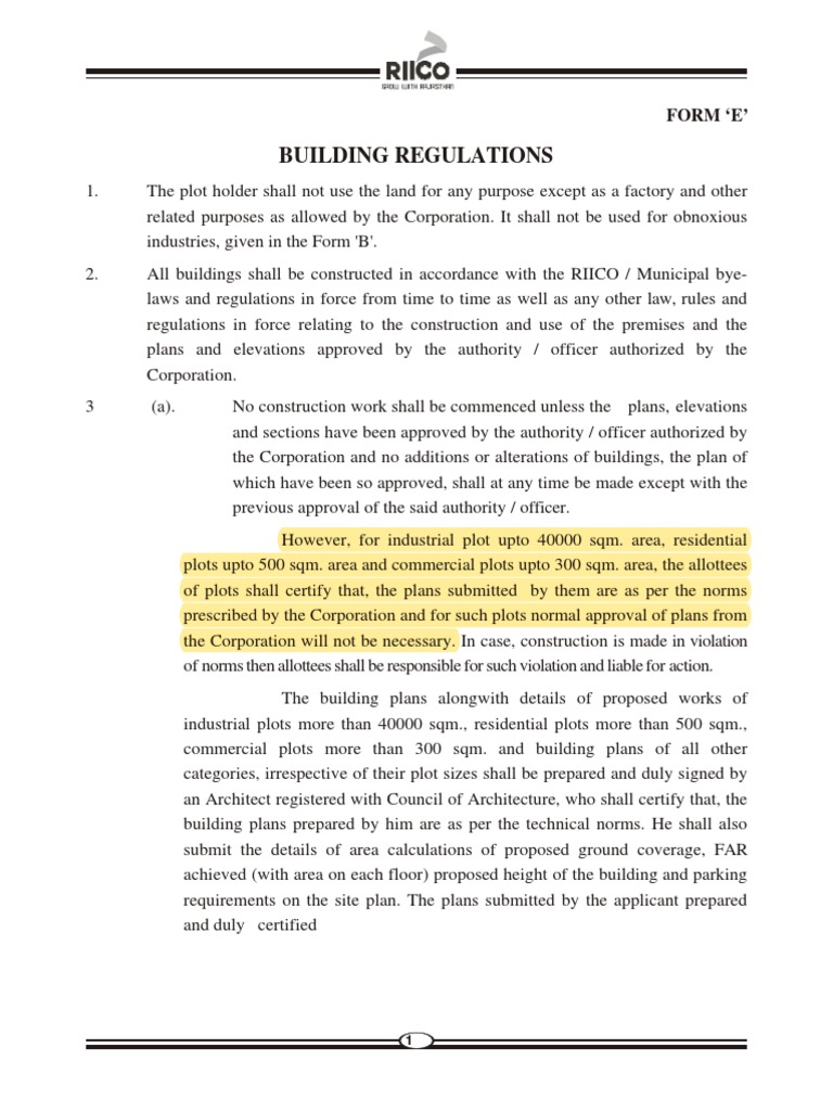 RIICO Building Bye Laws | PDF | Basement | Ventilation (Architecture)