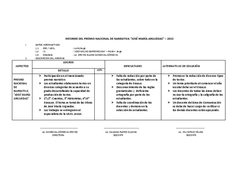 Informe Premio Narrativa 2015 | PDF