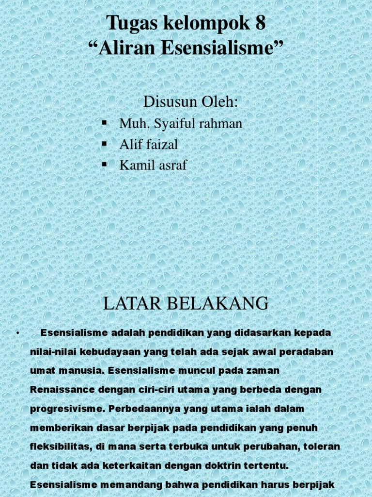 Esensialisme dalam Pendidikan: Definisi dan Ciri | PDF