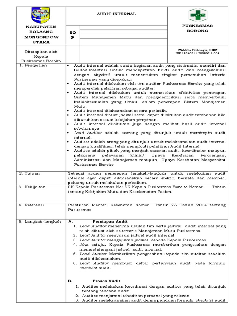 Sop Audit Internal | PDF