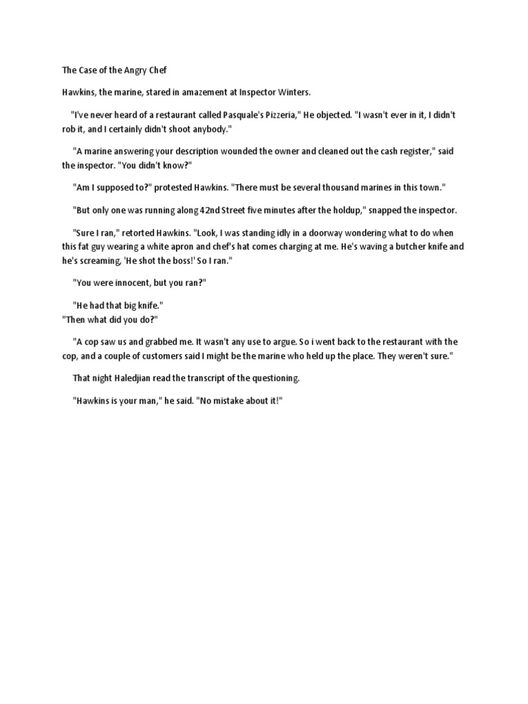 The Case of The Angry Chef | PDF