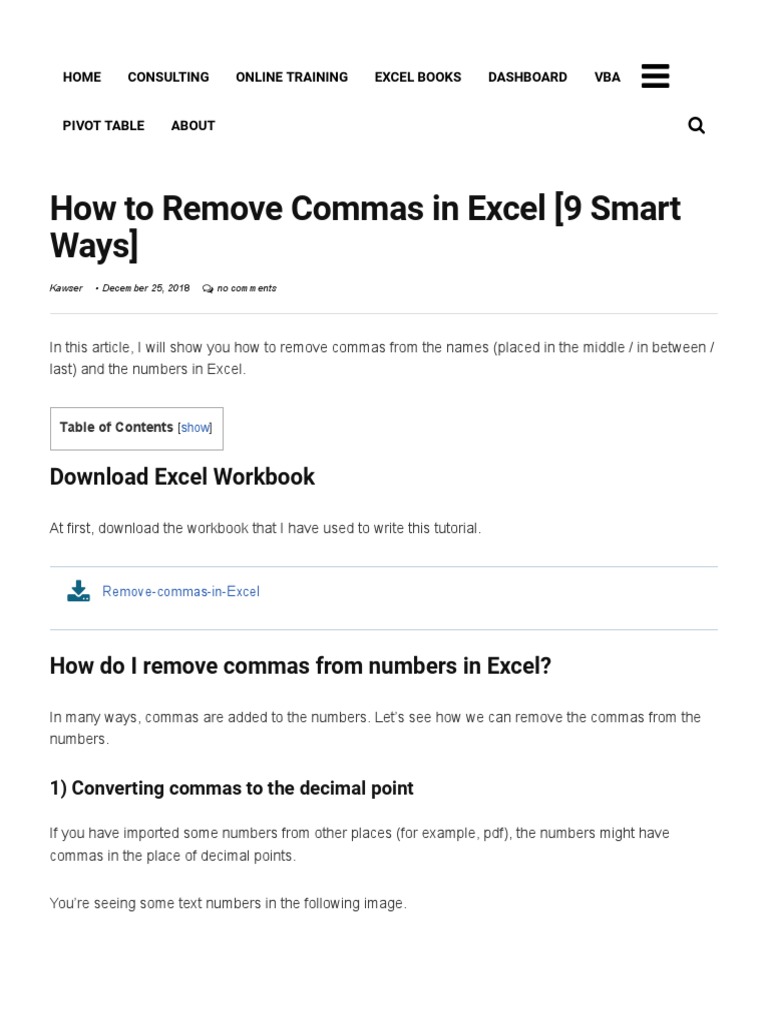 How To Remove Commas in Excel (9 Smart Ways) - ExcelDemy PDF | PDF ...