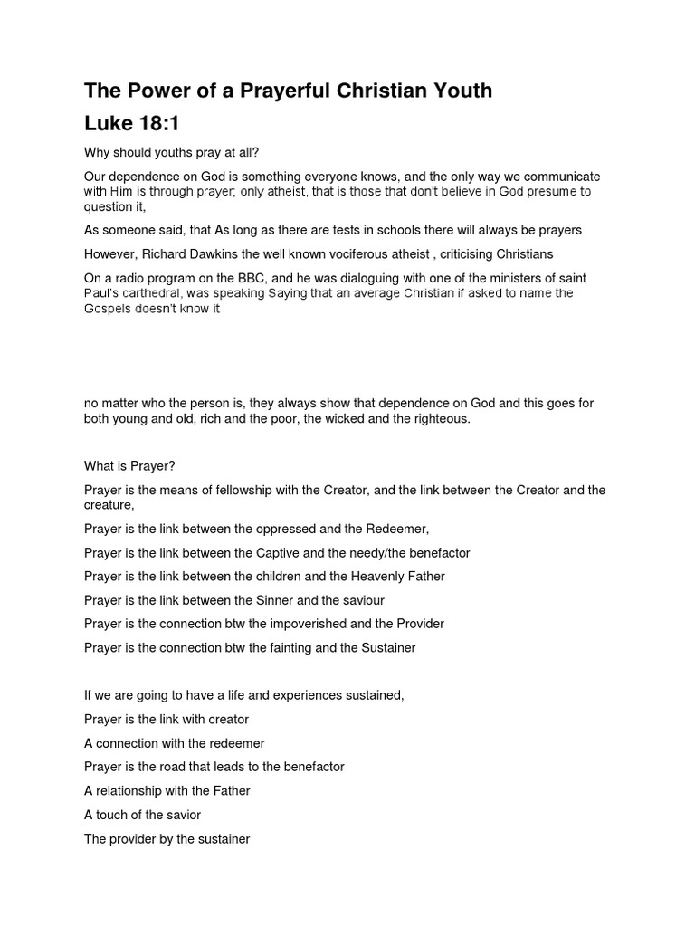 The Power of A Prayerful Christian Youth | PDF | God The Father | Prayer