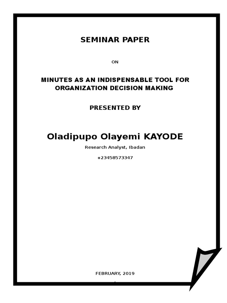 Minutes As An Indispensable Tool For Organization Performance | PDF ...