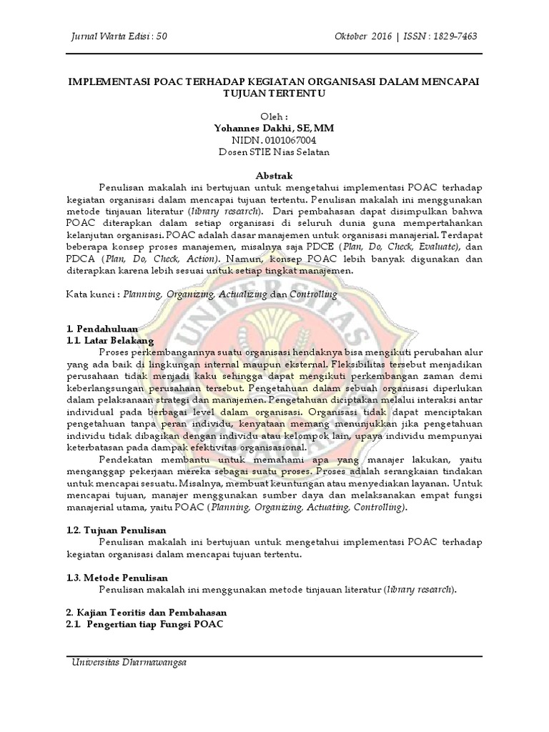 Implementasi Poac Terhadap Kegiatan Orga Bdca8ea0 | PDF | Karier & Perkembangan