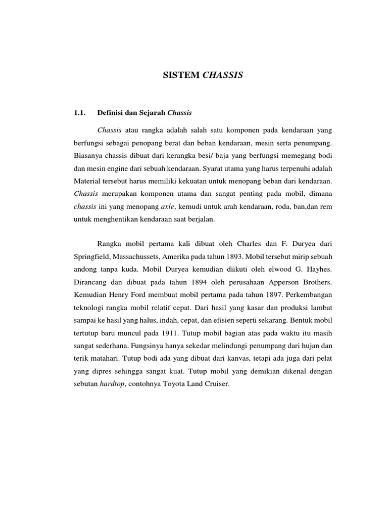 Jenis-jenis Sistem Chassis Kendaraan | PDF | Teknologi & Rekayasa