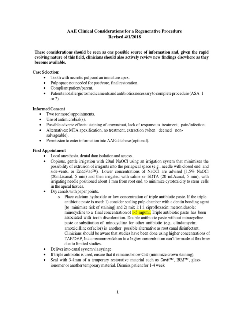 AAE Protocols | PDF | Dentistry | Dentistry Branches