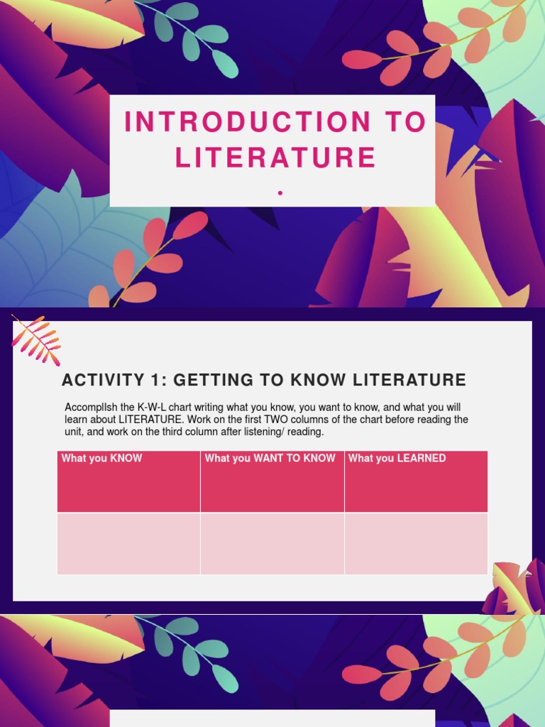 Introduction To Literature | PDF | Narrative | Writers