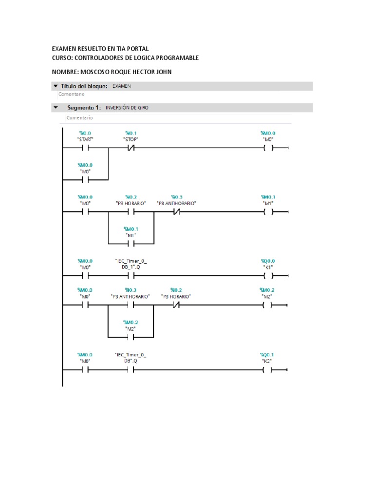 Examen Resuelto en Tia Portal | PDF