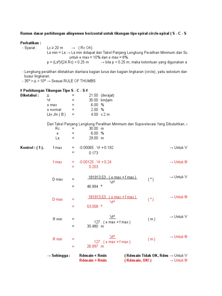 Perhitungan Geometrik Tikungan Jalan Pdf