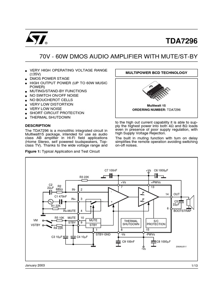 Tda 7296 PDF | PDF | Amplifier | Mosfet