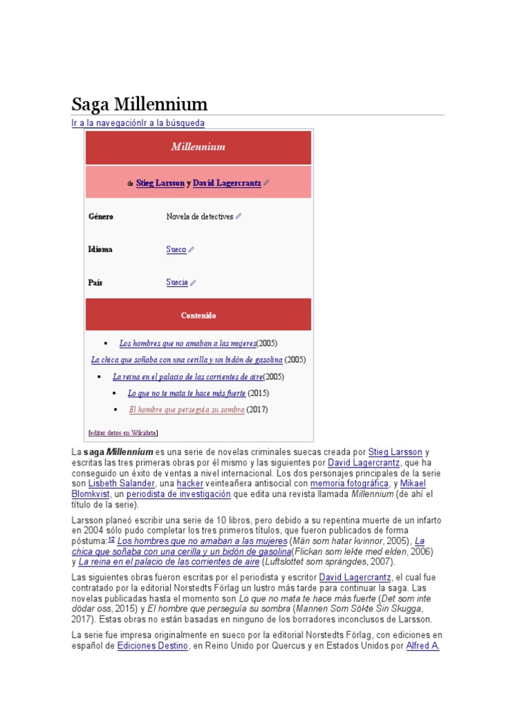 Saga Millennium PDF | PDF | Milenio (serie de novelas) | Novelas ...