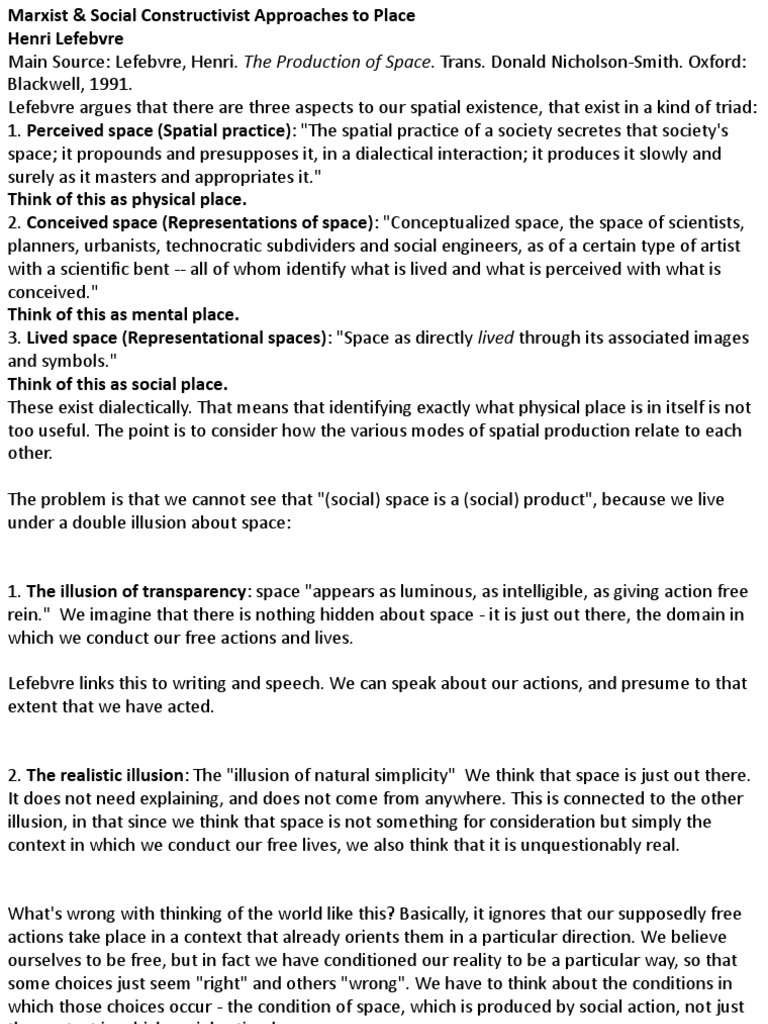 Understanding Lefebvre's Spatial Triad | PDF | Space | Reality