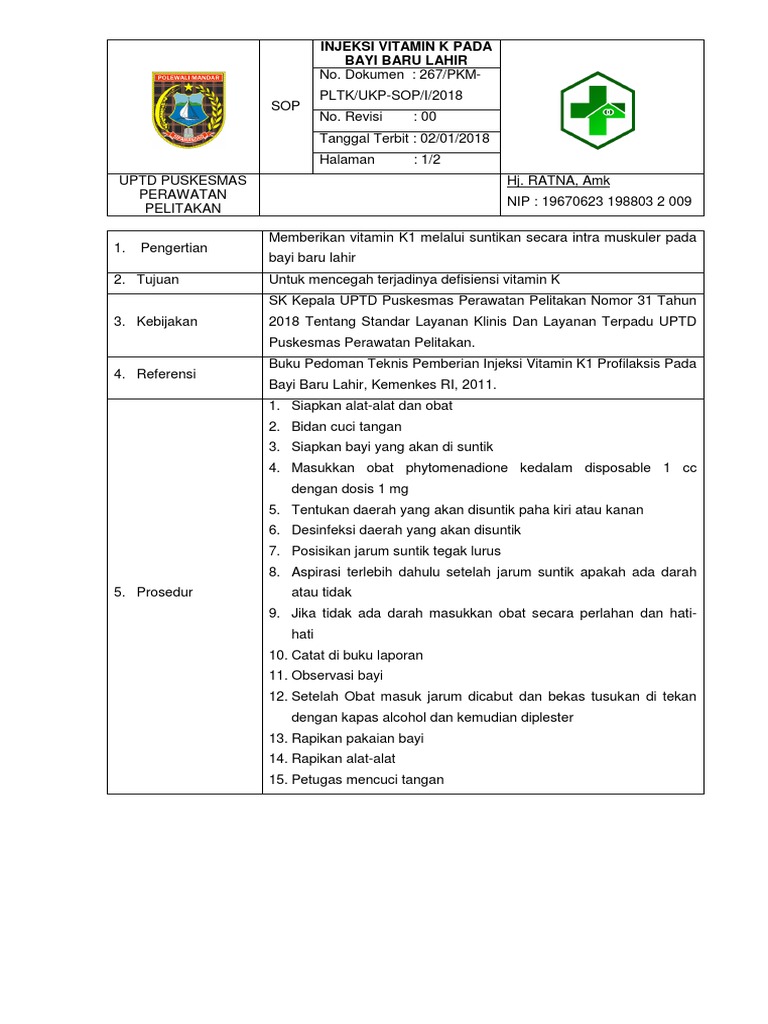 10.SOP Pemberian Vit K | PDF