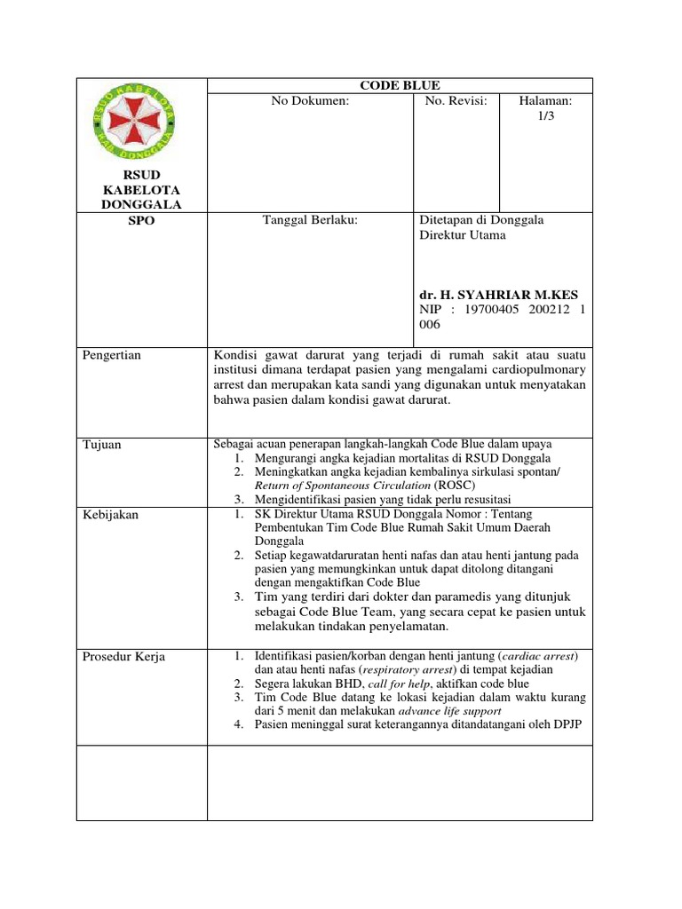 Sop Code Blue | PDF