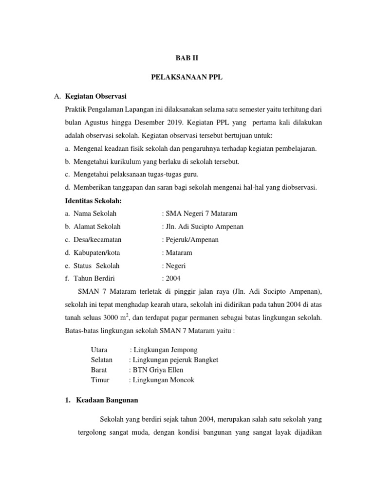Bab II Laporan PPL | PDF