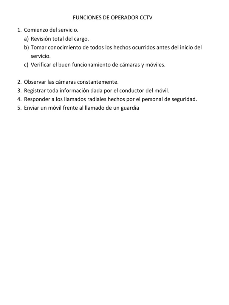 Funciones de Operador CCTV | PDF