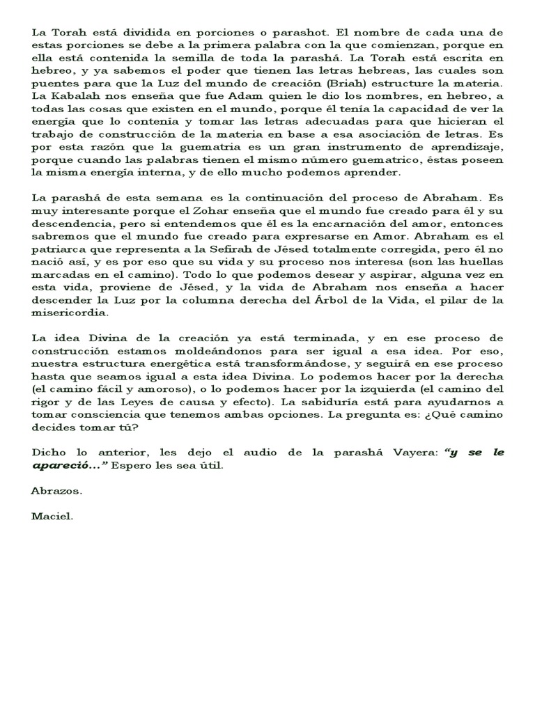 La Torah Está Dividida en Porciones o Parashot | PDF | Tora ...
