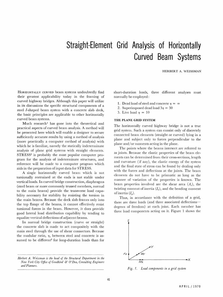 Straight-Element Grid Analysis of Horizontally Curved Beam Systems ...
