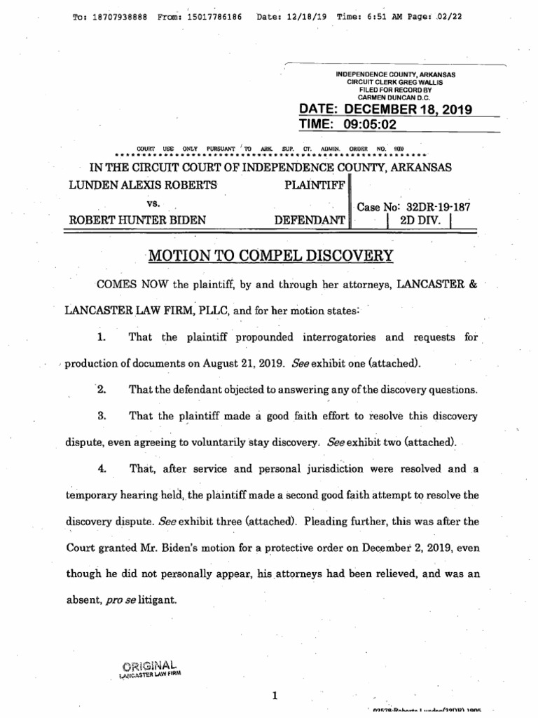 Motion Compel Discovery 12-18-2019 | PDF