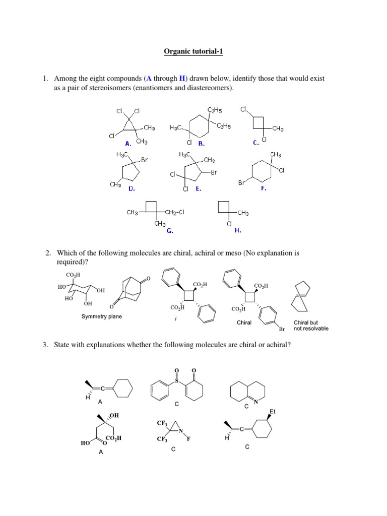 Organic Stereochemistry Guide | PDF | Chirality (Chemistry) | Chemical ...