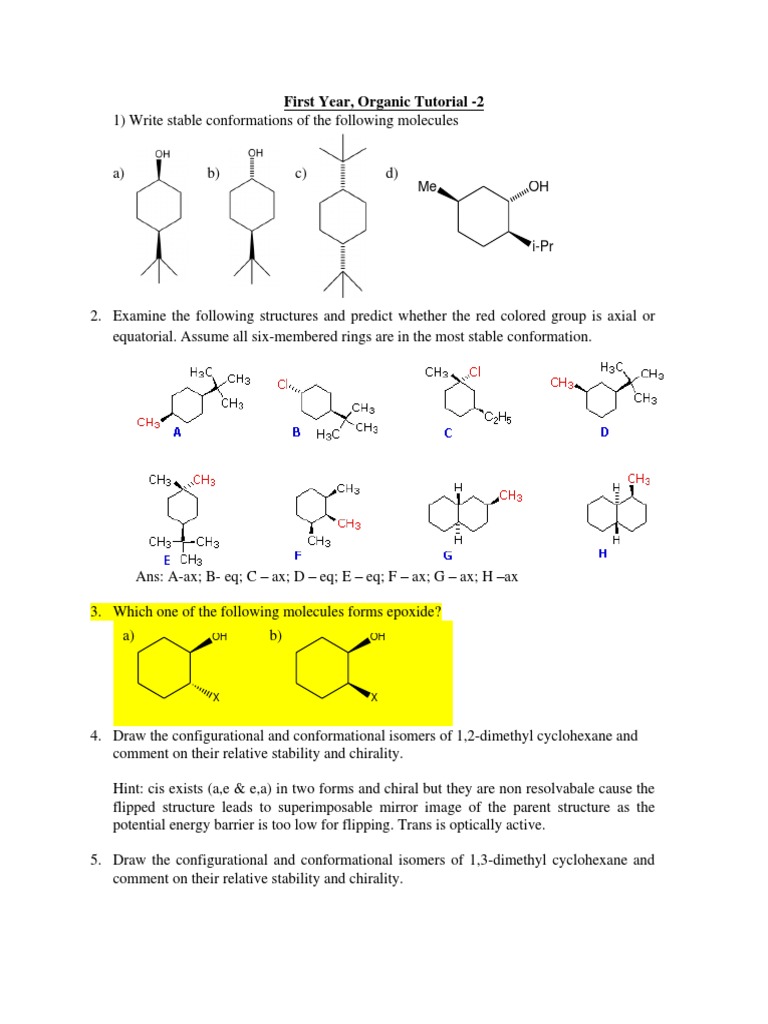 Tutorial 2 @conformation PDF | PDF | Conformational Isomerism ...