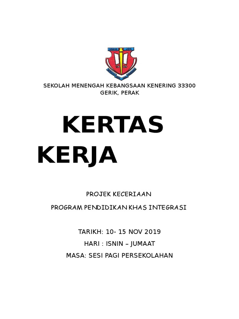Kertas Kerja KeceriaAn Kelas 2019 | PDF