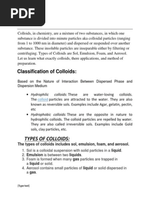 Types Of Colloids