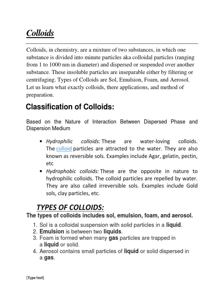 Colloids | PDF | Colloid | Water Purification
