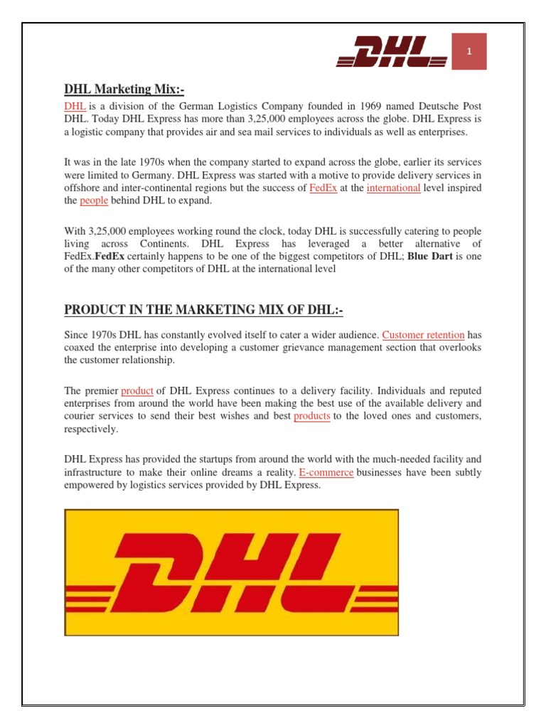 DHL Marketing Mix.docx | United Parcel Service | Pricing